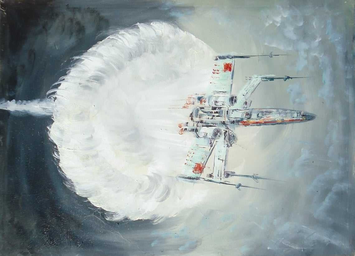 Gray X-Wing: Handmade Star Wars Painting - GaleriFoton