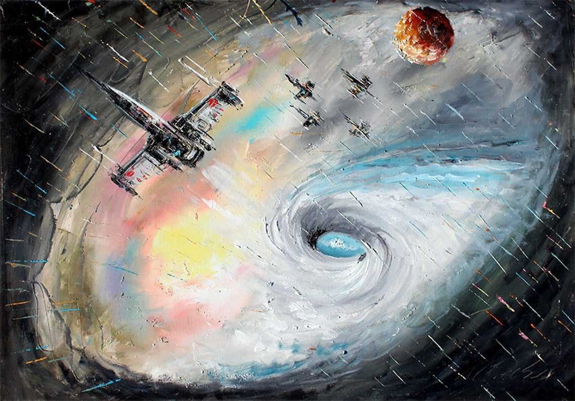 Star Wars Painting on Canvas with X-Wing Fighter - GaleriFoton