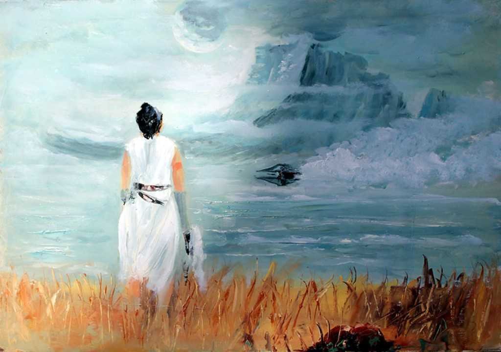 Handmade Star Wars Rey Painting by Naci Caba - GaleriFoton