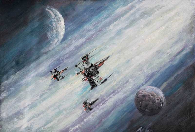 X-wing Space Painting, Oil Painting on Canvas - GaleriFoton