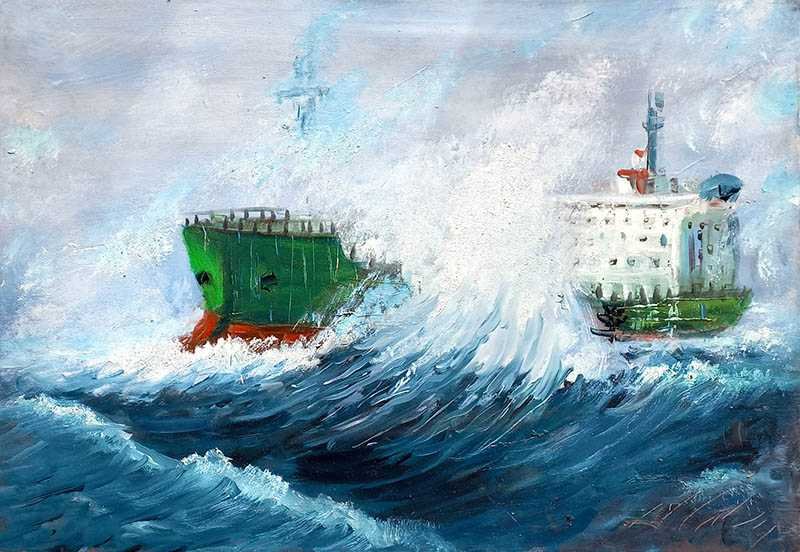 Power of H2O Painting, Container Oil Painting, Handmade Ocean Art ...