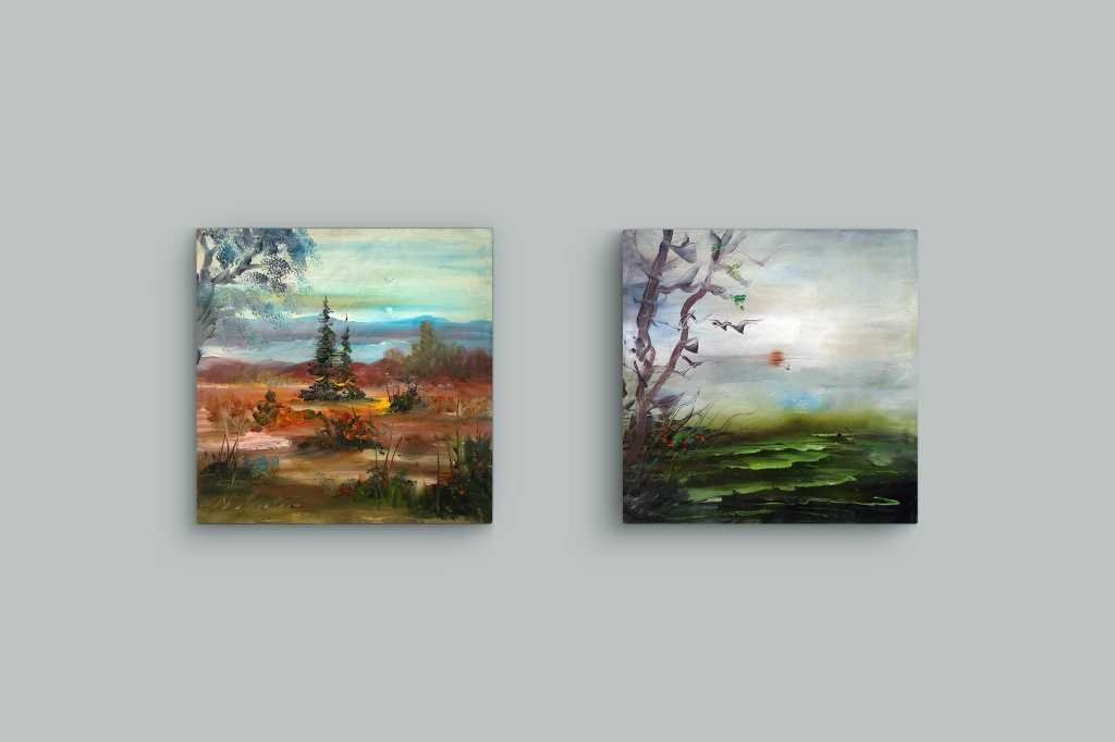Square Landscape Print Set, Landscape Wall Art Set of 2 - GaleriFoton