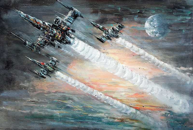 X-Wing Fighters Oil Painting by Naci Caba - Unique Collector's Piece ...