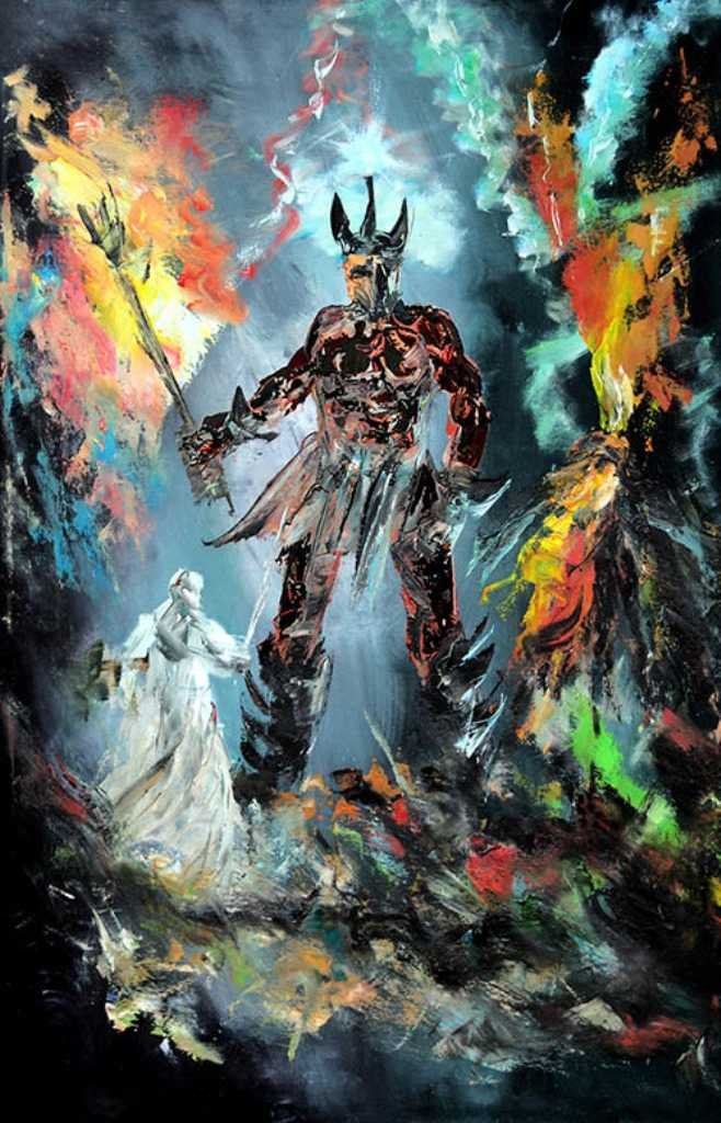 Epic Sauron vs Wizard Canvas Art, Silmarillion Themed Gift - GaleriFoton