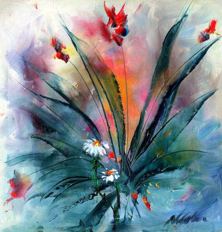 Fiery Bloom Floral Wall Art - Botanical Gift for Mother - GaleriFoton