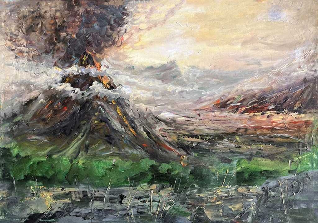 Mount Doom Explosion Painting, Volcanic Eruption RoP - GaleriFoton